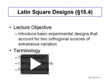 Latin Square -1 presentation | free to download