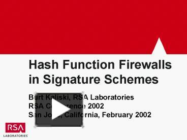 PPT – Hash Function Firewalls in Signature Schemes PowerPoint ...