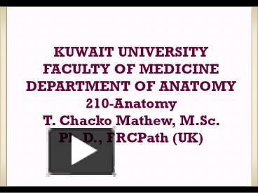 PPT – KUWAIT UNIVERSITY FACULTY OF MEDICINE DEPARTMENT OF ANATOMY 210 ...