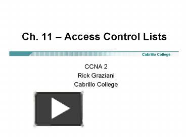 PPT – Ch' 11 Access Control Lists PowerPoint presentation | free to ...