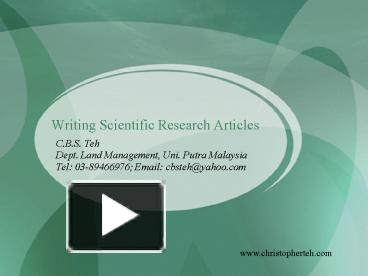 Writing Scientific Research Articles presentation | free to view