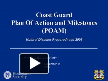 Coast Guard Plan Of Action and Milestones POAM presentation | free to view