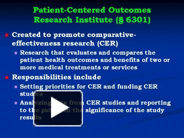 Patient-Centered Outcomes Research Institute ( presentation | free to ...