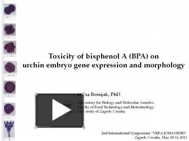 Toxicity of bisphenol A (BPA) on presentation | free to download