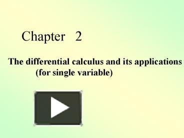 The differential calculus and its applications presentation | free to view