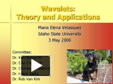 PPT – Wavelets: Theory and Applications PowerPoint presentation | free ...