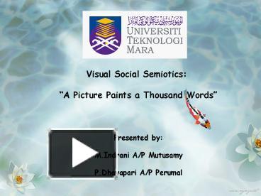 Visual Social Semiotics: presentation | free to view