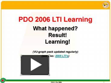PDO 2006 LTI Learning presentation | free to view