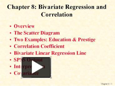Chapter 8: Bivariate Regression and Correlation presentation | free to ...