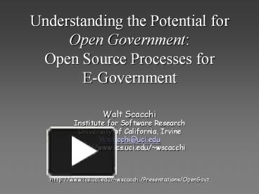 Understanding the Potential for Open Government: Open Source Processes ...