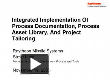 PPT – Integrated Implementation Of Process Documentation, Process Asset ...