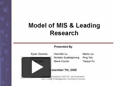 PPT – Model of MIS PowerPoint presentation | free to view - id: 491ce-ZDc1Z