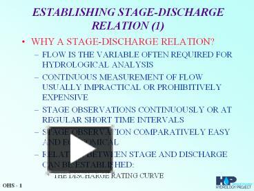 ESTABLISHING STAGE-DISCHARGE RELATION (1) presentation | free to view