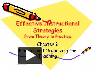 Effective Instructional Strategies From Theory to Practice presentation ...