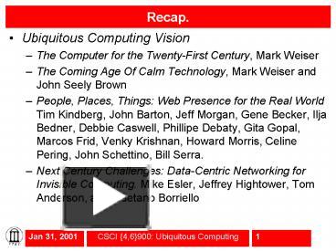 PPT – Recap' PowerPoint presentation | free to view - id: 492f4-OTY0O