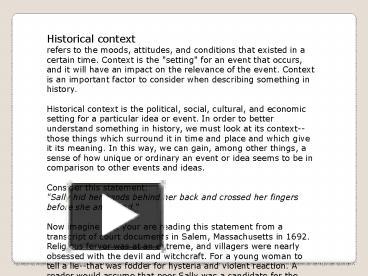 PPT – Historical context PowerPoint presentation | free to view - id ...