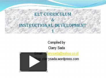 ELT CURRICULUM presentation | free to view