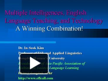 Multiple Intelligences, English Language Teaching, and Technology A ...