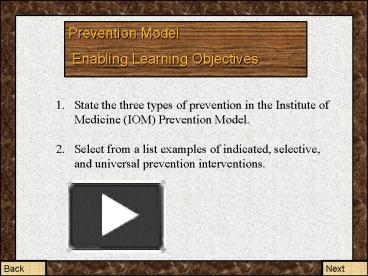 Prevention Model presentation | free to view