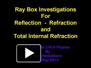 Ray Box Investigations For Reflection - Refraction and Total Internal ...