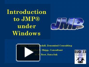 Introduction to JMP presentation | free to view