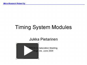 PPT – Timing System Modules PowerPoint presentation | free to download ...