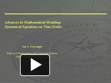 PPT – Advances in Mathematical Modeling: PowerPoint presentation | free ...