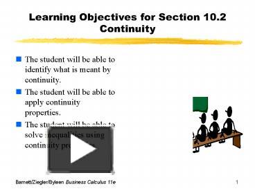 PPT – Learning Objectives for Section 10.2 Continuity PowerPoint ...