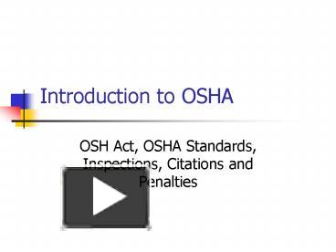 Introduction to OSHA presentation | free to download