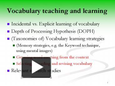 Vocabulary teaching and learning presentation | free to view