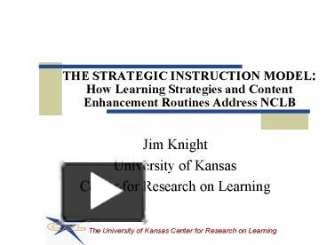 THE STRATEGIC INSTRUCTION MODEL: How Learning Strategies and Content ...