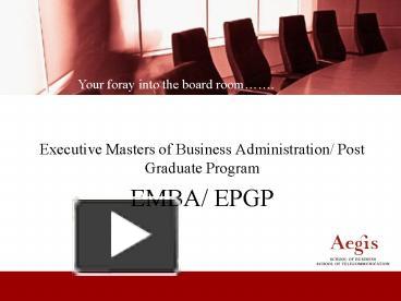 Executive Masters of Business Administration/ Post Graduate Program ...