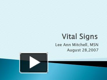 Vital Signs presentation | free to view