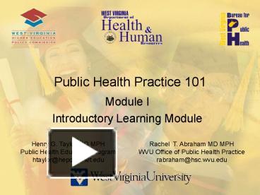 Public Health Practice 101 presentation | free to view