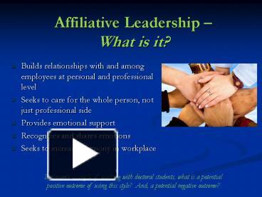 Affiliative Leadership presentation | free to view