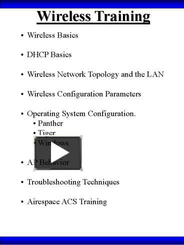 Wireless Training presentation | free to download