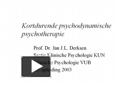 Kortdurende psychodynamische psychotherapie presentation | free to view