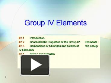 Group IV Elements presentation | free to view