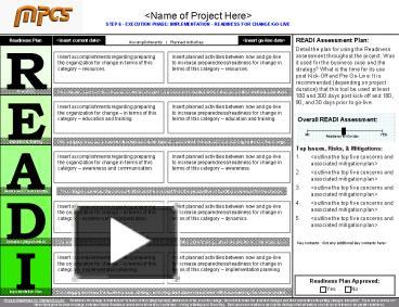 Step 6 Execution Phase Readiness Assessment - McCormick PCS Info ...