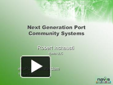 Next Generation Port Community Systems presentation | free to view