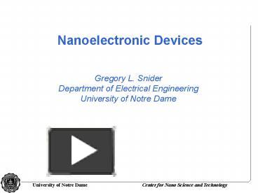Nanoelectronic Devices presentation | free to download