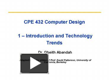 PPT – CPE 432 Computer Design 1 PowerPoint presentation | free to ...