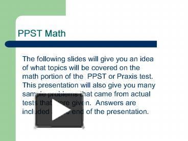PPST Math presentation | free to download