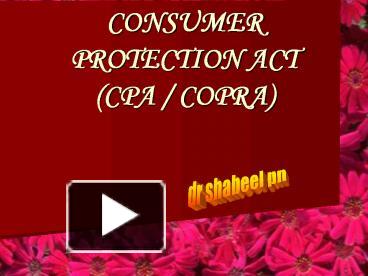 CONSUMER PROTECTION ACT (CPA / COPRA) presentation | free to download