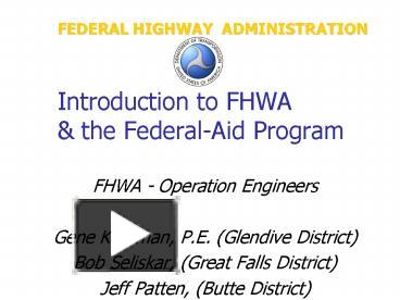 Introduction to FHWA presentation | free to download