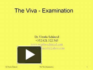 The Viva - Examination presentation | free to download