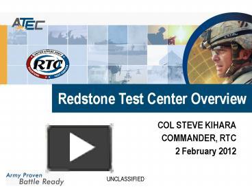Redstone Test Center Overview presentation | free to view