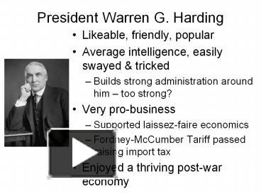 President Warren G. Harding presentation | free to download