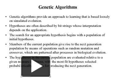 PPT – Genetic Algorithms PowerPoint presentation | free to download ...