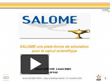 SALOME une plate-forme de simulation pour le calcul scientifique ...
